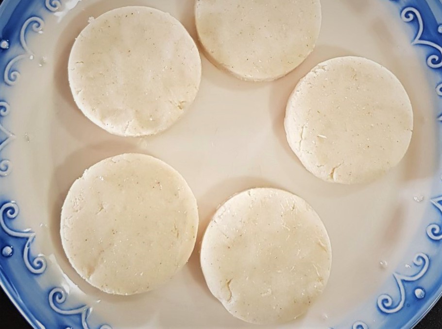The arepas ready to fry.